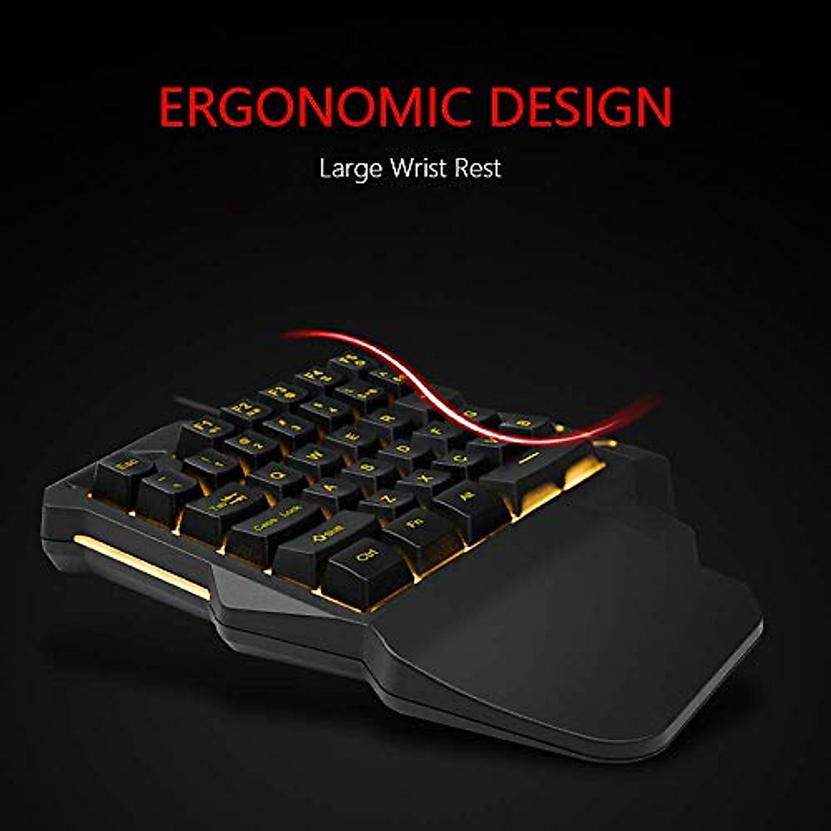 RedThunder One Handed Gaming Keyboard RGB Backlit 35 Keys Portable Mini Gaming Keypad Ergonomic Game Controller for PC Gamer