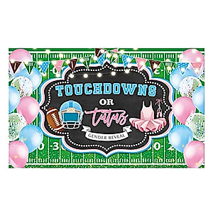 Funnytree Touchdowns or Tutus Gender Reveal Backdrop American Football Theme Pregnant Announcement Gender Neutral Party Supplies Baby Shower Banner Decoration Photo Booth Prop Background
