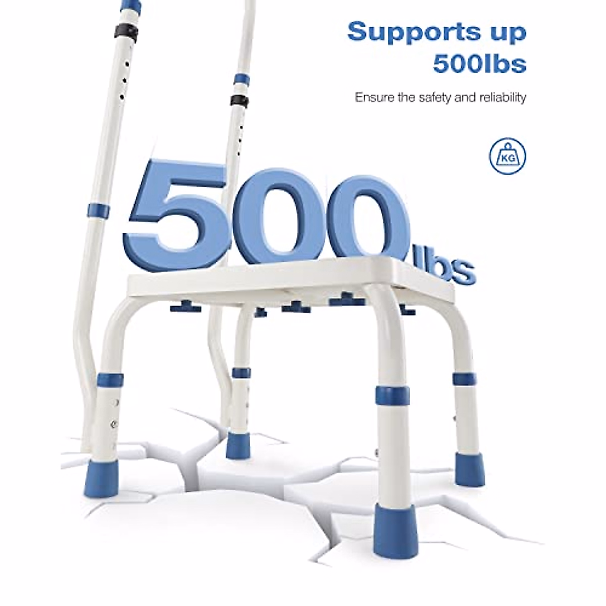 GreenChief Metal Step Stool with Handle, Bed Medical Foot Step Stool for Elderly, Handicap, Adults, One Stepping Stool with Handrail for Bedroom Bathroom (Heavy Duty 500 Lbs Support)