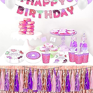 4P Pink-Purple Rose-Gold Party-Decorations Tassel Garland, Tassels Banner Streamers for Parade Floats, Bachelorette, Wedding, Birthday, Halloween, Christmas,