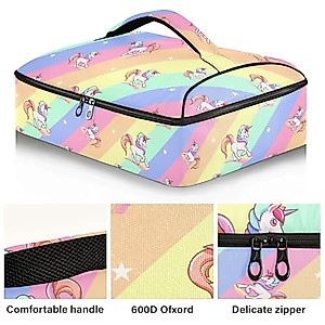 Kcldeci Insulated Thermal Food Carrier Insulated Casserole Carrier for Hot or Cold Food,Unicorn Vector Pattern Graphic Design Insulated Tote Bag for Potluck Cookouts Parties Picnic,Lasagna Lugger