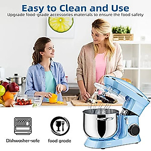 9.5 Qt Stand Mixer, 10-Speed Tilt-Head Food Mixer, Vezzio 660W Kitchen Electric Mixer with Stainless Steel Bowl, Dishwasher-Safe Attachments for Most Home Cooks (Blue)