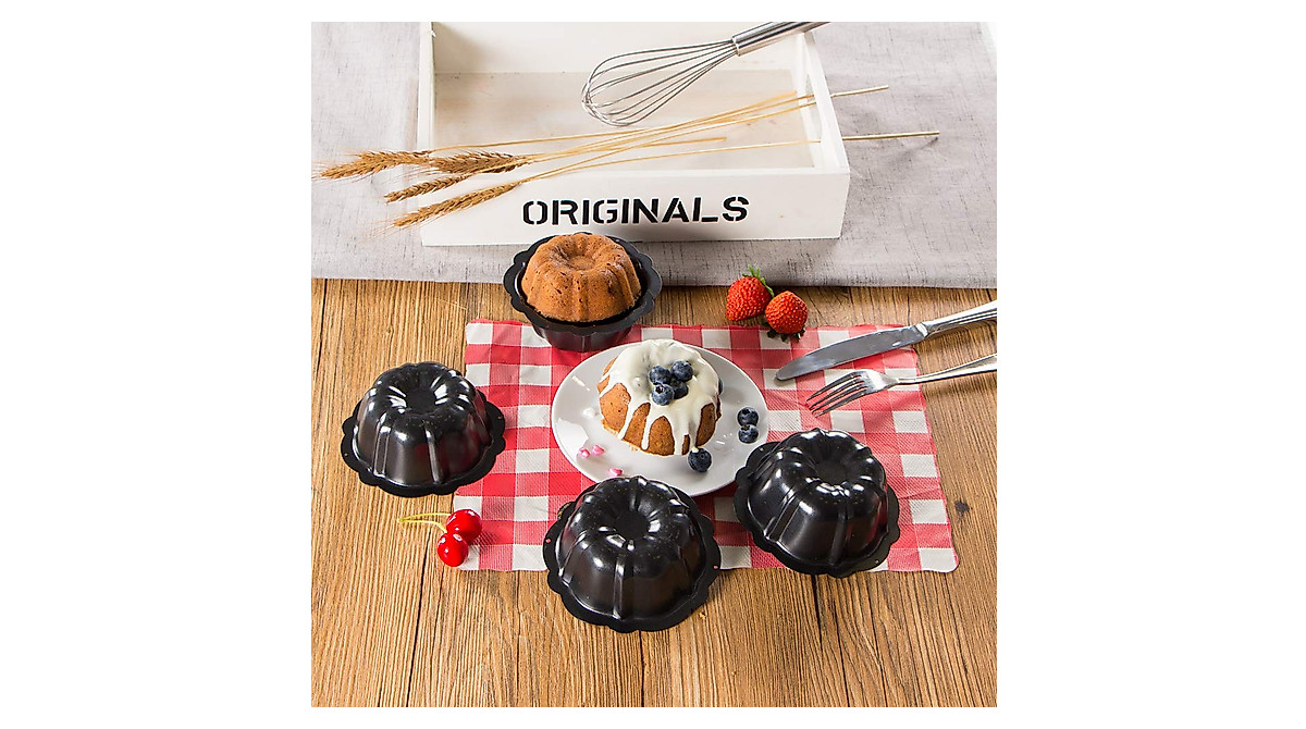 Webake Mini Cake Pan Set - Nonstick 4 Inch Baking Cups for Buntcakes