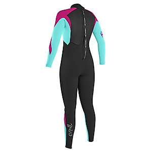 O'NEILL Unisex Child Youth Epic 4/3mm Back Zip Full Wetsuits, Black/Seaglass/Berry, 6 US