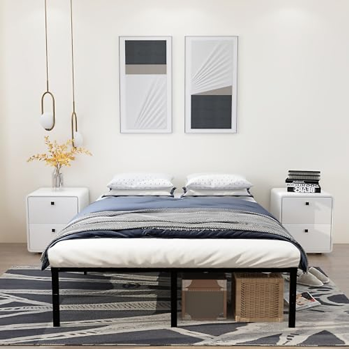 Yedop 18 Inch California King Size Bed Frames, No Box Spring Needed, 2500 lbs Heavy Duty Steel Slat Support, Non-Slip & Noise Free, California King Metal Bed Frame, Black