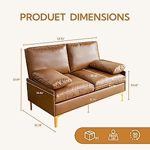 Atopston 53" Loveseat, Mid Century Mid-Century Modern Decor 2 Seater Sofa, Small Sofa for Bedroom Apartment Office, Caramel