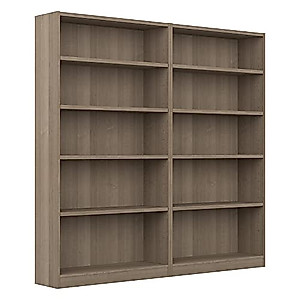 Bush Furniture Universal Tall 5 Shelf Bookcase in Natural Cherry - Set of 2