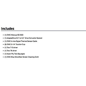 OWC SSD Upgrade Bundle for 2011 iMacs, Mercury Electra 250GB 6G SSD, AdaptaDrive 2.5" to 3.5" Drive Converter Bracket, in-line Digital Thermal Sensor Cable, Installation Tools, (OWCKITIM11HE250)