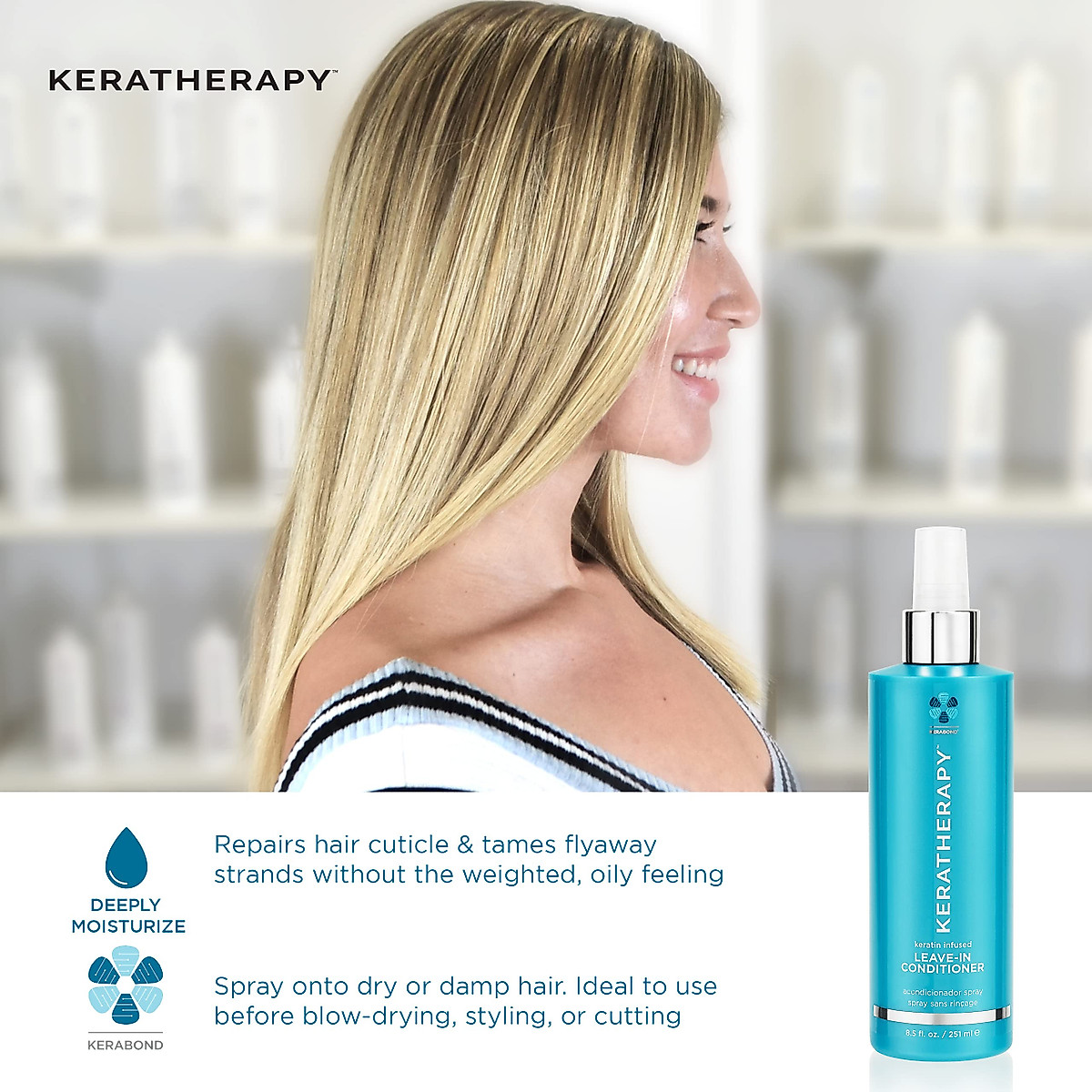 Keratherapy Keratin Infused Moisture Shampoo, 10.1 fl. oz., 300 ml - Anti Frizz Moisture Shampoo for Oily Scalp and Dry Ends - Kerabond Technology, Aloe Vera, & Willow Bark