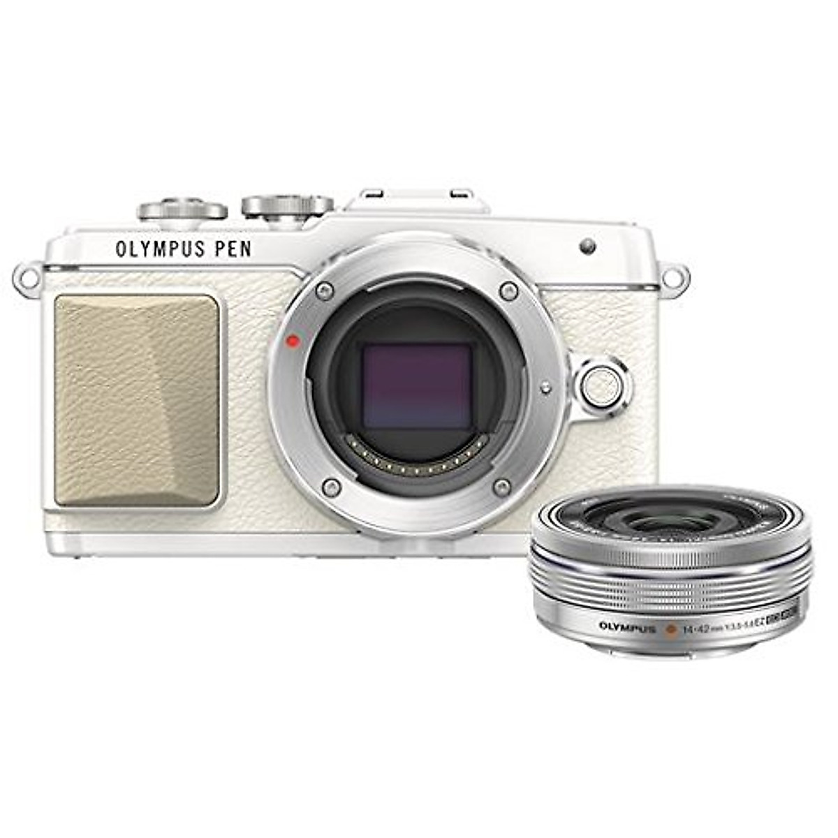 Olympus PEN Lite E-PL7 (White) with 14-42mm F3.5-6.3 EZ Lens (Silver) - International Version (No Warranty)