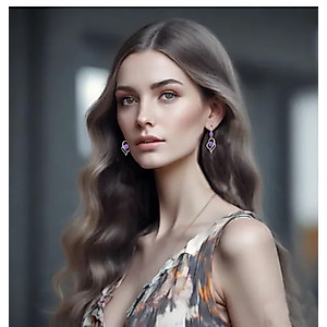 925 Sterling Silver Dangle Earrings for Women Nickel Free Hypoallergenic Earrings for Women Trendy Fashion Heart Dangle Drop Sparkly Crystal Earrings for Women