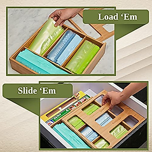 Drawerstore, Ziplock Storage Bag Organizer for Drawer - Plastic Bag Holder for Quart, Gallon, Sandwich, and Snack Size Storage Bags, Natural (DS-ORG-1)