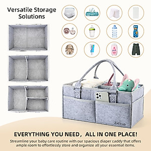 Zaflosh Baby Diaper Caddy Organizer, Large Size Diaper Organizer with Removable Dividers, Car Diaper Caddy, Baby Organizer for Changing Table, Nursery Storage Caddy for Baby Essentials