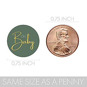Green and Gold Baby Shower Party Favor Kisses Candy Stickers, Sweet Baby Party Favors - 180 Labels