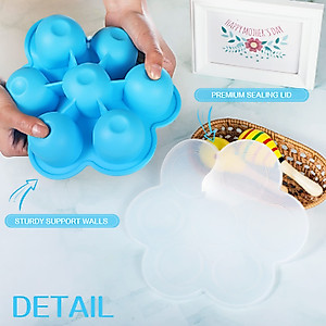 Potchen 4 Pcs Silicone Baby Food Freezer Tray with Lid Stackable Reusable 2.5oz Silicone Baby Food Freezer Molds Storage Tray for Homemade Egg Bite Vegetable Fruit Purees Breastmilk(Colorful)