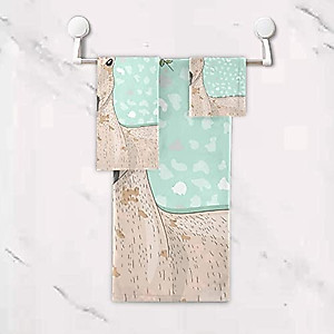 Flower Horse Towel Bathroom Sets Animal Poney Towel Set of 3 Blue Soft Highly Absorbent Towels 1 Bath Towel 1 Hand Towel 1 Washcloth for Kitchen Beach Gym Spa Decorative