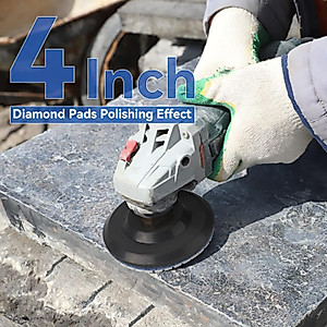 TOOVEM 14 Packs 4 Inch Diamond Polishing Pads with 5/8"-11 Backer Pad, 12 PCS Wet/Dry Polish Pad Kit for Drill Grinder Polisher, 50-8000 Grit Pads for Granite Marble Stone Concrete Countertop Quartz