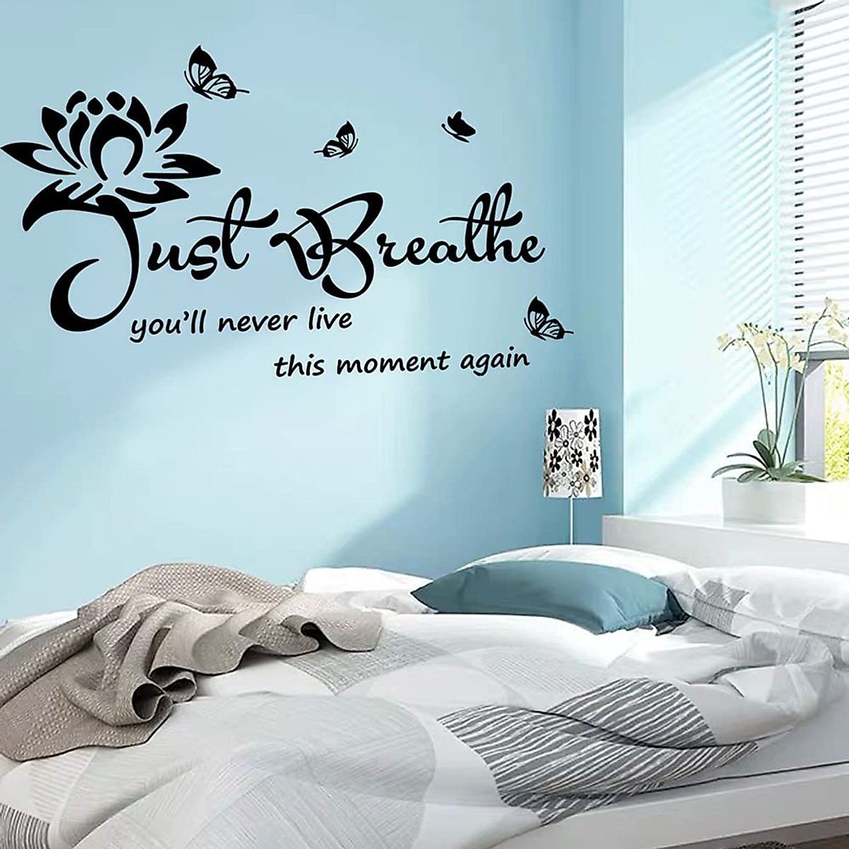Vinyl Wall Stickers Wall Decor for Living Bedroom Room Yoga Relaxing Nursery House Wall Decals Quotes Inspirational Just Breathe Art Decor Home Decoration.