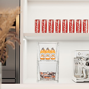 2Pack Large Stackable Storage Organizer Drawers,Clear Drawer Organizers Bins with Handles Easily Assemble for Bathroom,Kitchen Undersink,Vitamins,Cabinet,Makeup,Pantry