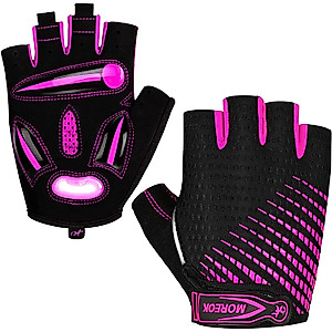 MOREOK-Cycling Gloves Bike Gloves for Men/Women-[5MM Gel Pad] Biking Gloves Light Pink-121-S
