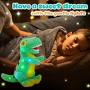 Glow Guards Light up T-Rex Dinosaur Stuffed Animal,Soft Dinosaur Plush Toy with LED Night Lights Glow in The Dark,Birthday Children's Day Gifts for Toddler Kids,14''