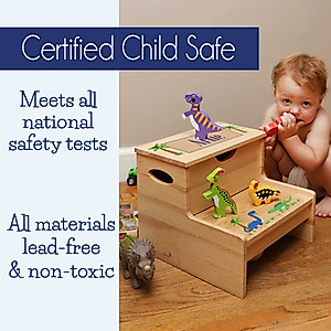 Wood Storage Natural Step Stool - Peacock