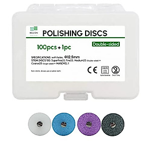 BELEON Dental Abrasive Discs with Metal Connector - Dental Kit for Polishing Sanding Finishing Grinding - Tooth Polish Disc - Set100pcs Discs + Mandrel