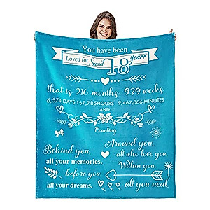 Kmayro 18th Birthday Gifts for Girls - Gifts for Daughter Bestie Sister - Sweet 18 Birthday Decorations Blanket for Sofa Beach All Season 60x50inches
