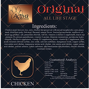 Activa Original Custom Dog Food (Chicken, 15lb)