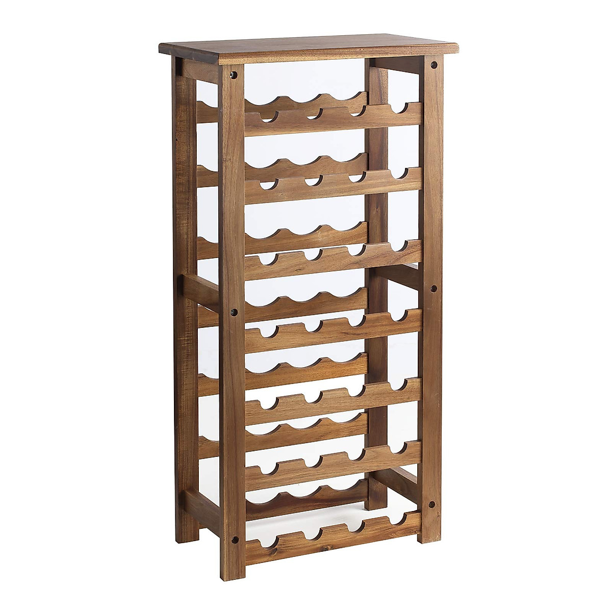 everous Wooden Wine Rack, 7 Tire Floor Wine Storage Rack, 28 Bottles Holder, Freestanding Display Rack for Kitchen, Pantry, Cellar, Natural