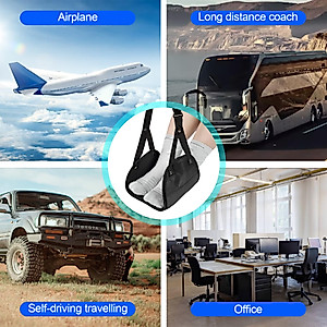 Airplane Footrest for Your Comfortable Travel（Relax Your feet).Foot Hammock for Airplanes, Buses, Trains, Offices Adjustable.Travel Essential Accessories. (Black)