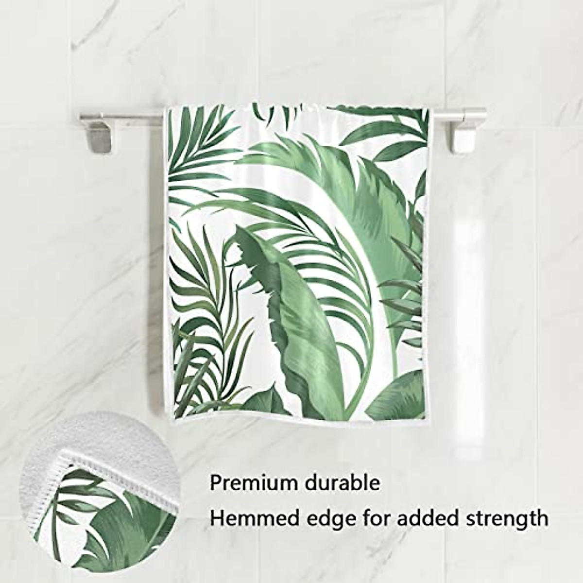 ALAZA Palm Leaf Tropical Plant Hand Towels Bathroom Towel Highly Absorbent Soft Small Bath Towel Decorative Guest Breathable Fingertip Towel for Face Gym Spa 30 X 15 Inch
