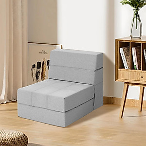 VINYUSE Folding Sofa Bed,Convertible Sleeper Chair Floor Couch,7 inch High Resilience Memory Foam, Futon Sofa Sleeper Chair with Washable Cover for Living Room/Bedroom 76" x 29" x 7",Grey