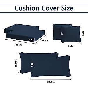 Kimunuk Outdoor Patio Cushion Cover Replacement, Outdoor Cushion Slipcovers for Outdoor Furniture Patio Sofa Couch Outside Zipper Design w/6 Seat Cushion Covers and 8 Backrest Pillow Covers
