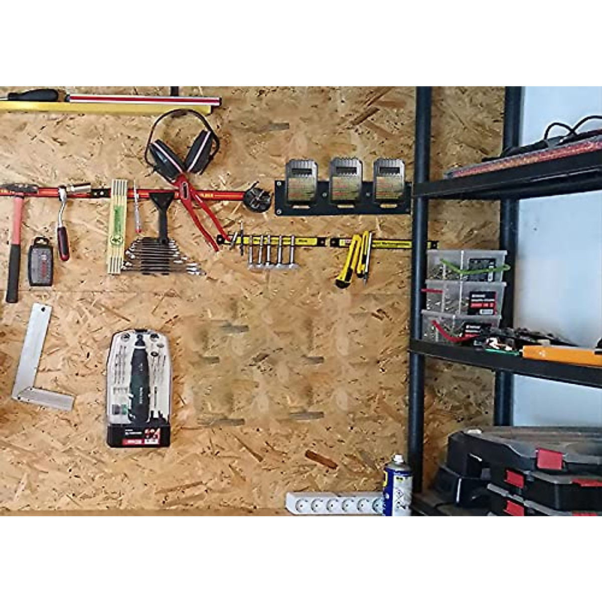Battery Rack Compatible DeWalt 20V Battery Holder, Mount 3 Slot Bulk Battery Garage Tool, Dewallt 20v Tools, Wall Display Hook Holder (1, Black)