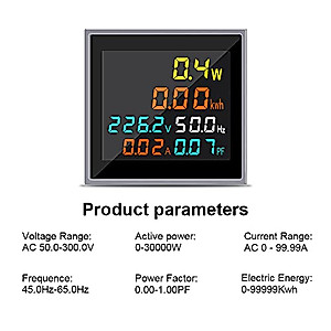 KETOTEK AC Current Voltage Amperage 6in1 Power Energy Monitor LCD Digital Display Voltmeter Ammeter AC 50.0-300.0V 100A Mini Multimeter Volt Amp Watt Meter with Current Transformer CT