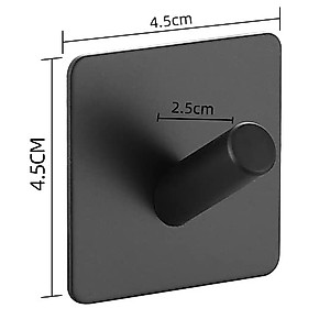 Adhesive Hooks - 5 Pack Heavy Duty Wall Hooks Waterproof Stainless Steel Hooks for Hat Towel Robe Hooks Rack Wall Mount - Bathroom Kitchen Home Hotel Office Cabinet and Bedroom Matte BLACK02