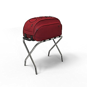 Chrome Folding Luggage Rack and Suitcase Stand- Durable Folding Bag Holder with Black Nylon Straps by Lavish Home