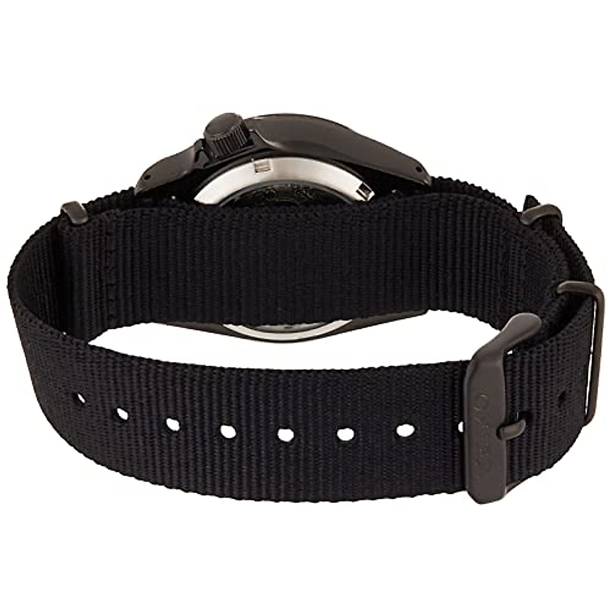 SEIKO Men's 5 Sports Stainless Steel Automatic Watch with Nylon Strap, Black, 22 (Model: SRPE69)