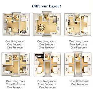 Weather Proof, Wind Resistant, Anti corrision Tiny Expandable Prefab House to Live in 1 Bathroom, 3 Bedooms & 1 Kitchen- for Small Family 20 FT 3 in 1 Tiny Backyard House