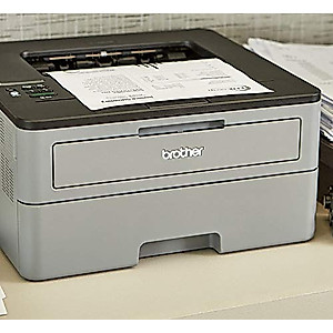 Brother Compact Monochrome Laser Printer, Duplex Two-Sided Printing, Wireless Printing, Built-in Wireless, 32ppm, 250-sheet, LCD Display, Compatible with Alexa - Bundle with JAWFOAL Printer Cable