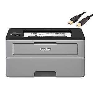 New Brother Compact Monochrome Laser Printer, HL-L2350DW, Duplex Two-Sided Printing, Wireless Printing, Business Office Bundle, Amazon Dash Replenishment Ready, Durlyfish USB Printer Cable, E