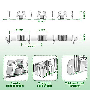 Kulemax Mop and Broom Holder Wall Mount Heavy Duty, Premium Stainless Steel Utility Rack for Tools Hanger, Metal Broom Closet Organizer for Home, Garage, even Outdoor