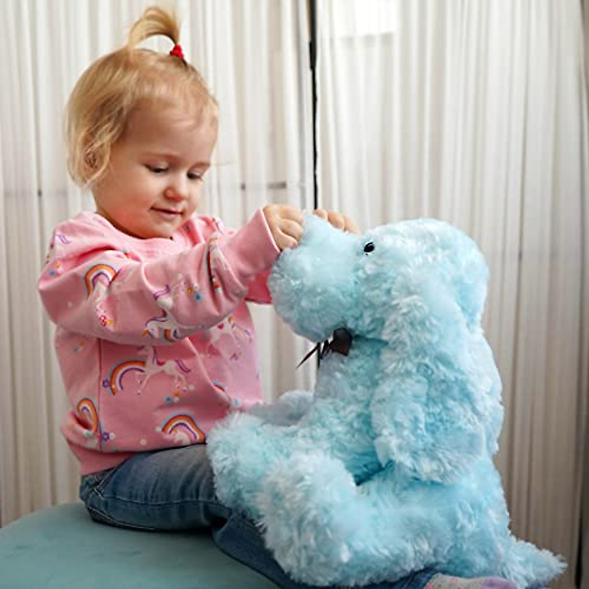 WEIGEDU Furry Poodle Puppy Dog Blue Stuffed Animal Plush Toys for Kids Boys Girls Birthday Bedtime Xmas Gift, 11.8 inches, Blue