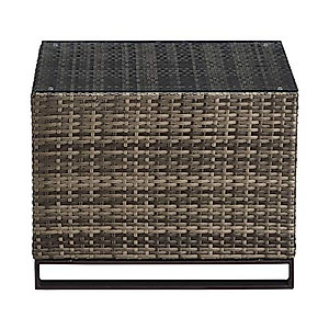 Tommy Hilfiger Oceanside Patio Rattan Outdoor Furniture Collection with All-Weather Brown Resin Wicker Frame, Porch or Pool, Garden, Side Table