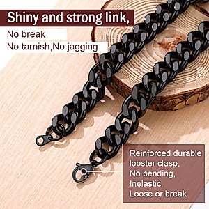 FindChic Black Chain Necklace for Women, Chunky Curb Chain Necklace Hip Hop Jewelry Thick 12MM 18inch Cuban Link Chains