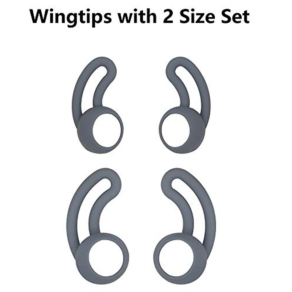 JNSA Replacement Wingtips & Eartips Set for BeatsX Beats X Headphones and urBeats3 Earphones, Soft Wing Tips 2 Size 2 Pairs & Ear Tips 4 Size 4 Pairs,Accessory Pack for urBeats 3,BeatsX,Gray 2+3