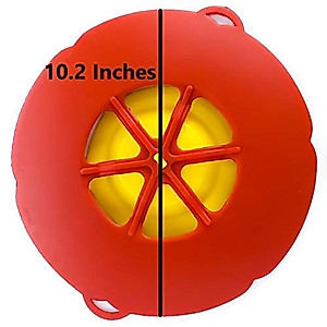 PureGenius Boil Over Spill Stopper Lid Cover Kitchen Tool, Spill Stopper Lid Cover, Pots Pans Lid Boil Over Preventer, Boil Over Guard, Microwave Splatter Cover, 10.2 inch, Red