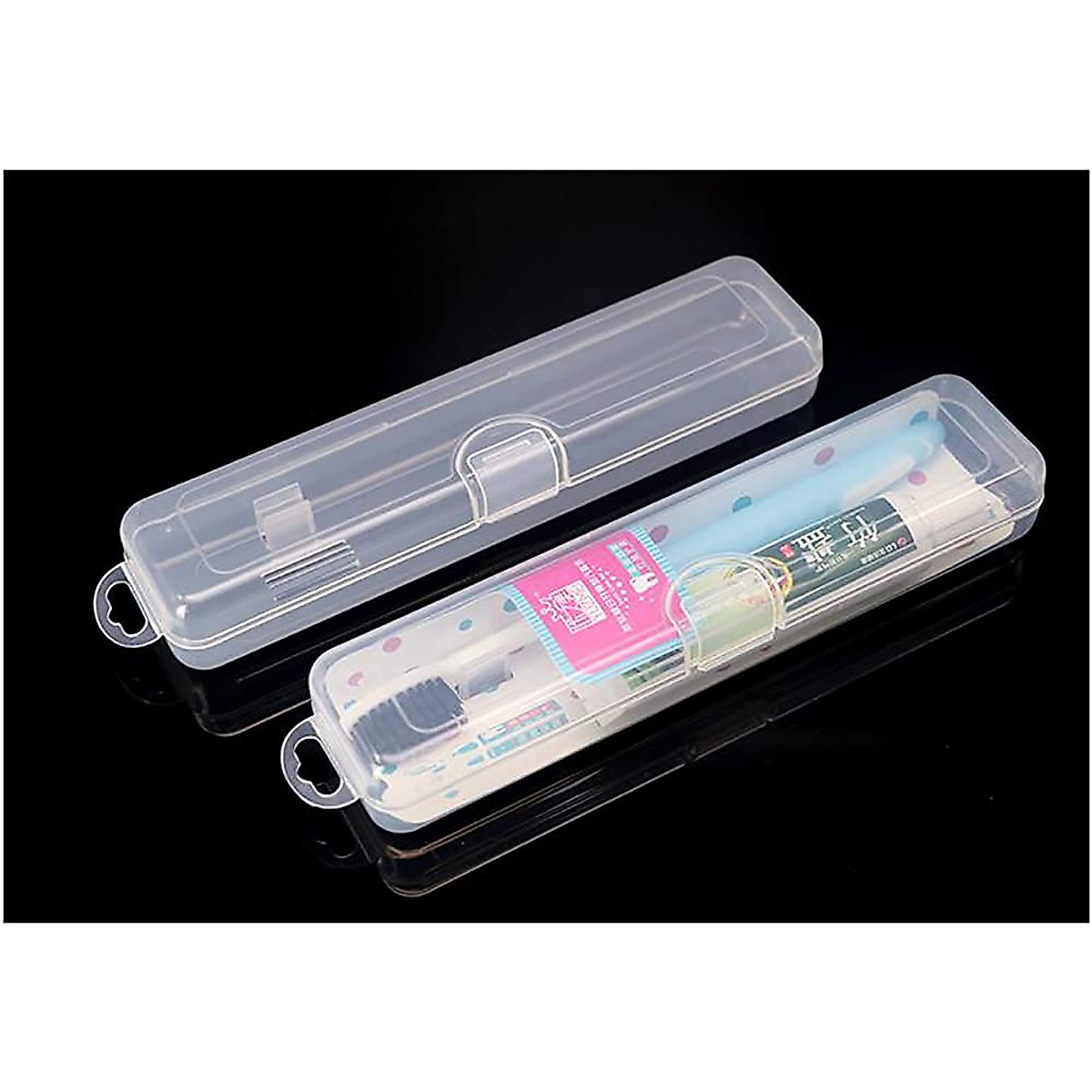 UUYYEO 2 Pcs Travel Portable Toothbrush Storage Case Plastic Dust-Proof Toothbrush Container Toothpaste Box Holder