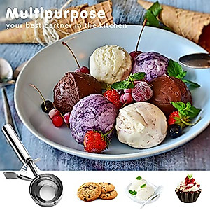 KITEXPERT Ice Cream Scoop, 18/8 Stainless Steel Cookie Scoop with Trigger, Premium Cookie Dough Scooper for Baking, Portion Control Disher Scoop for Cupcake Batter, Muffin, Dishwasher Safe #12
